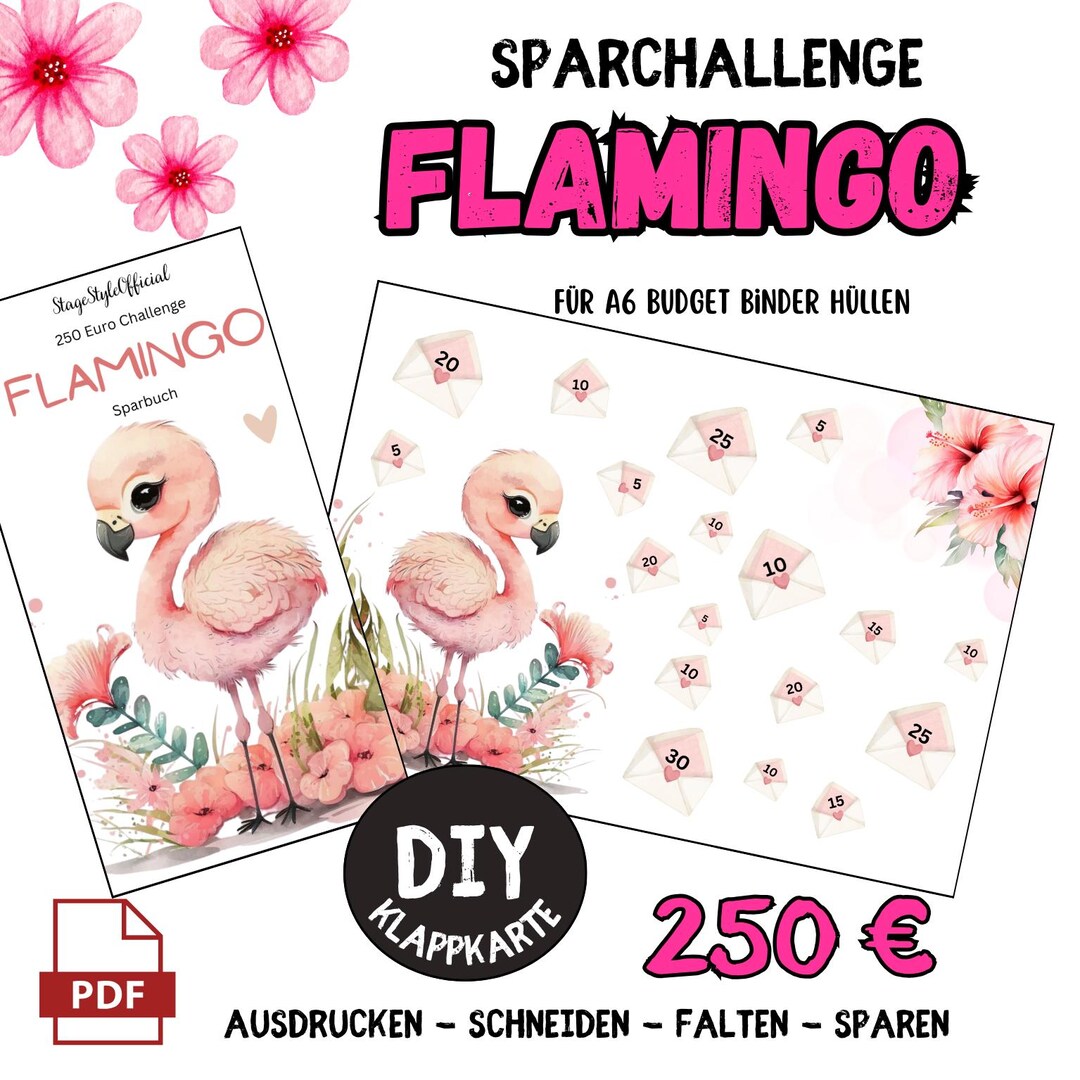 3-fold Folding Card Flamingo 250 Euro Folding Challenge Download DIY ...