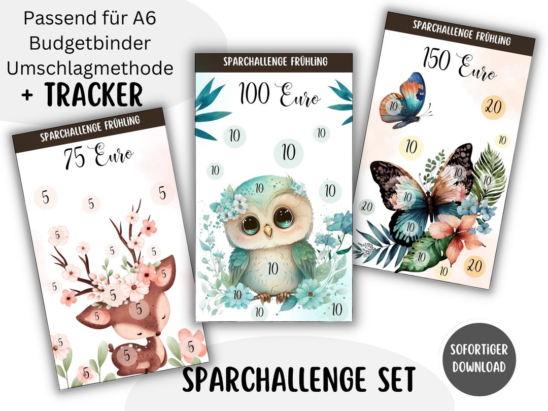 Spring Savings Challenge Set Watercolor Incl. Tracker Set PDF A6 ...