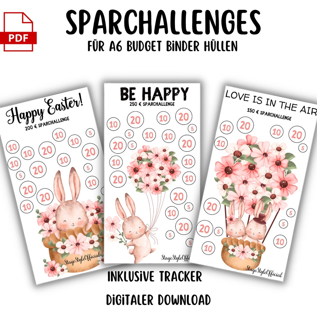 Savings Challenge Bunny Savings Challenge Set Envelopes Budget Planner ...