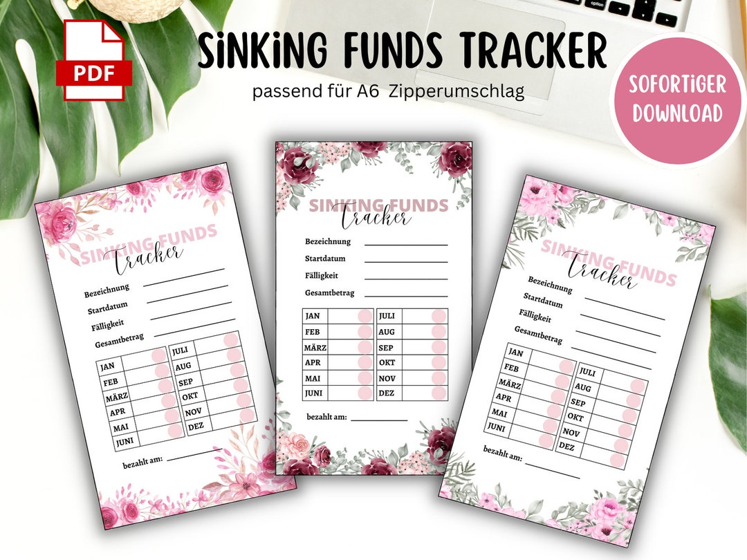 3 Sinking Funds Tracker in a Set Bundle - Sinking Fund Tracker - Pink ...