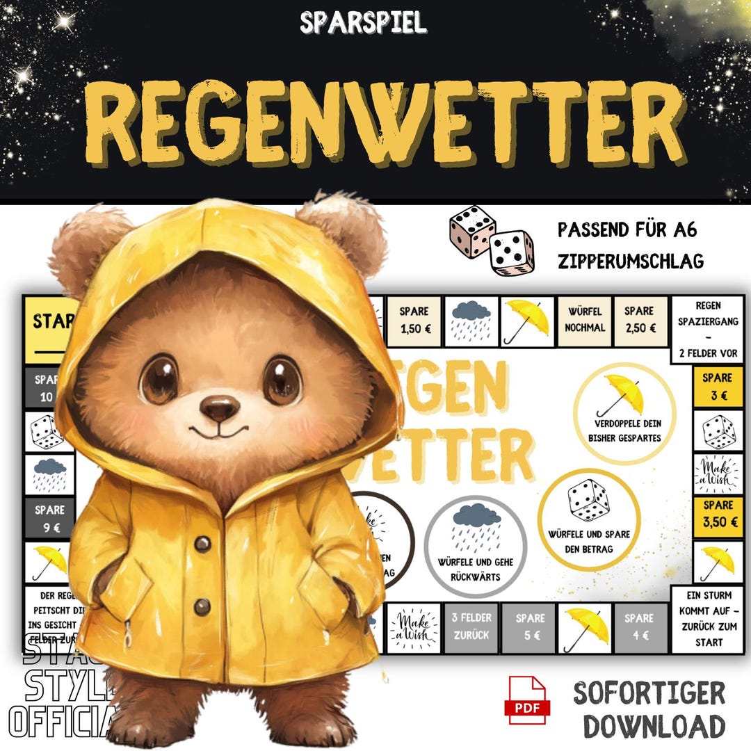 Savings Game Challenge Rainy Weather Bear Savings Fox Savings Challenge ...