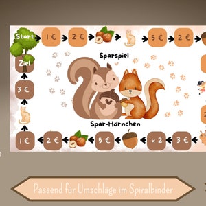 Sparspiel Challenge "Spar-Hörnchen" passend für Umschläge Cash Binders ...