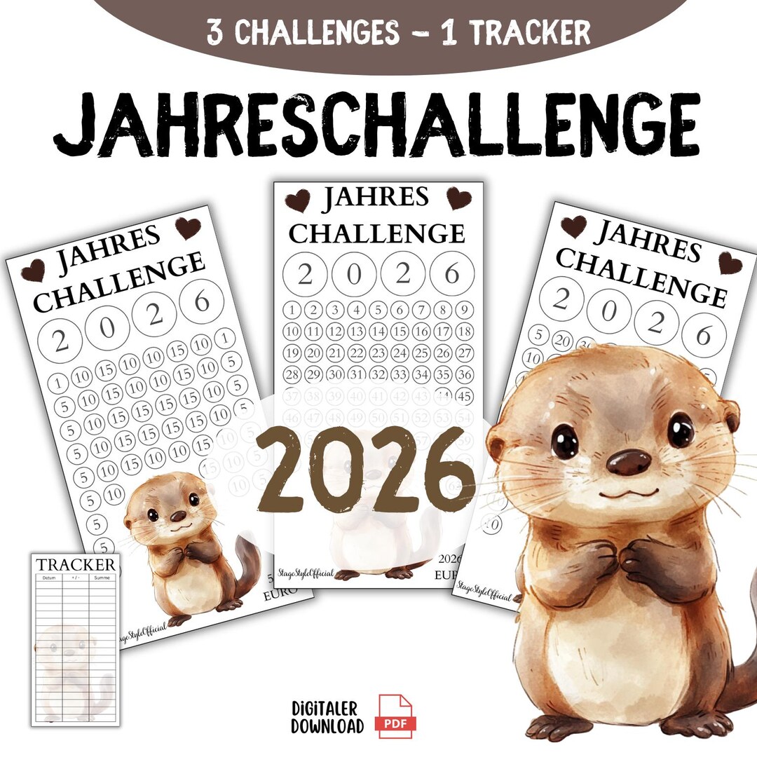 Jahreschallenge Set 2026 500 1000 EURO PDF Download A6 Sparchallenge 3 ...