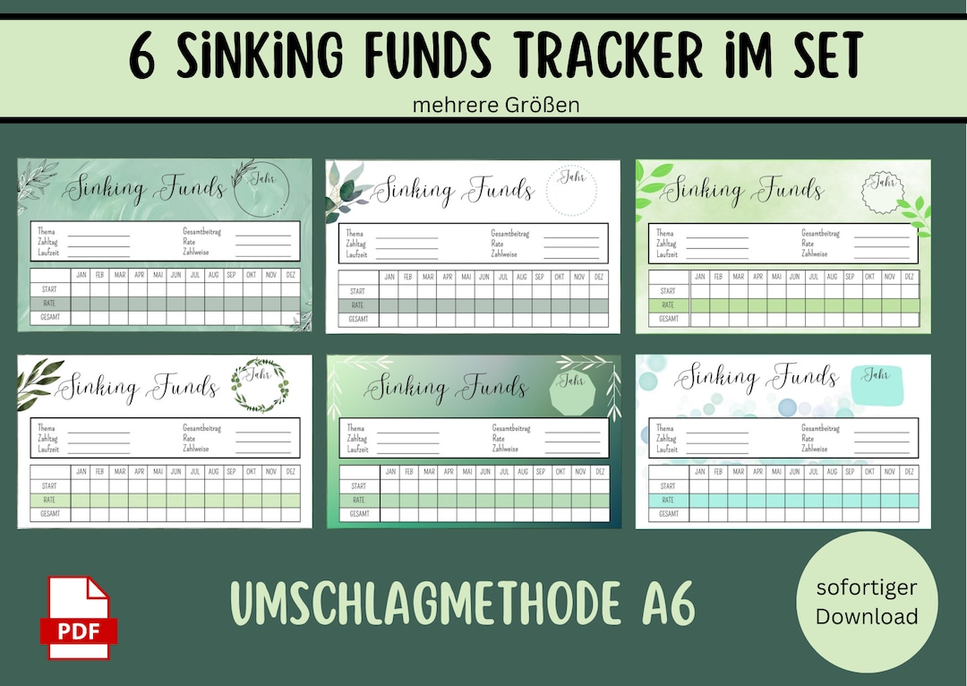 Download 6 Sinking Funds Set - Sinking Fund Tracker - Green Eucalyptus ...