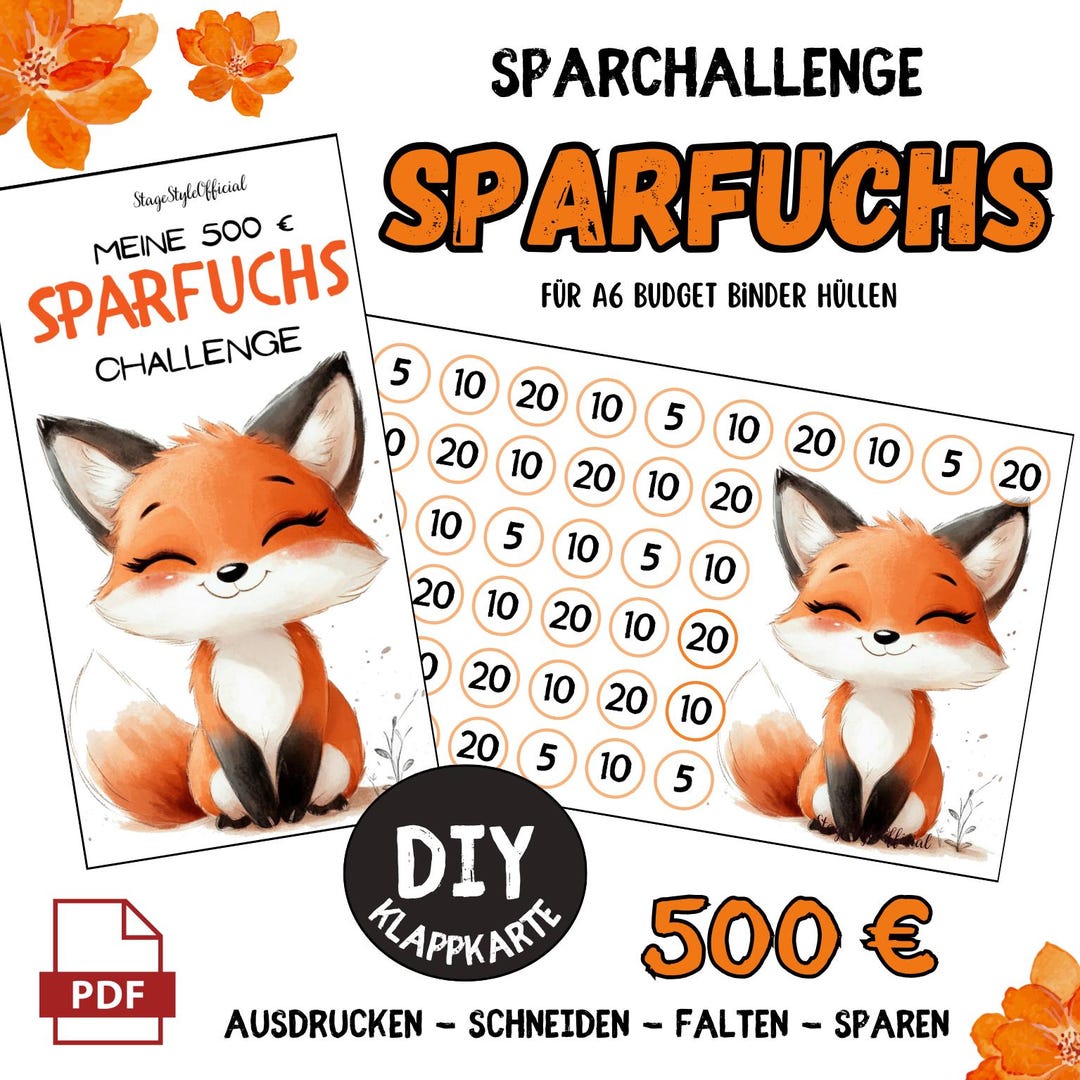 3-fold Card Sparfuchs 500 Euro Folding Challenge Download DIY ...