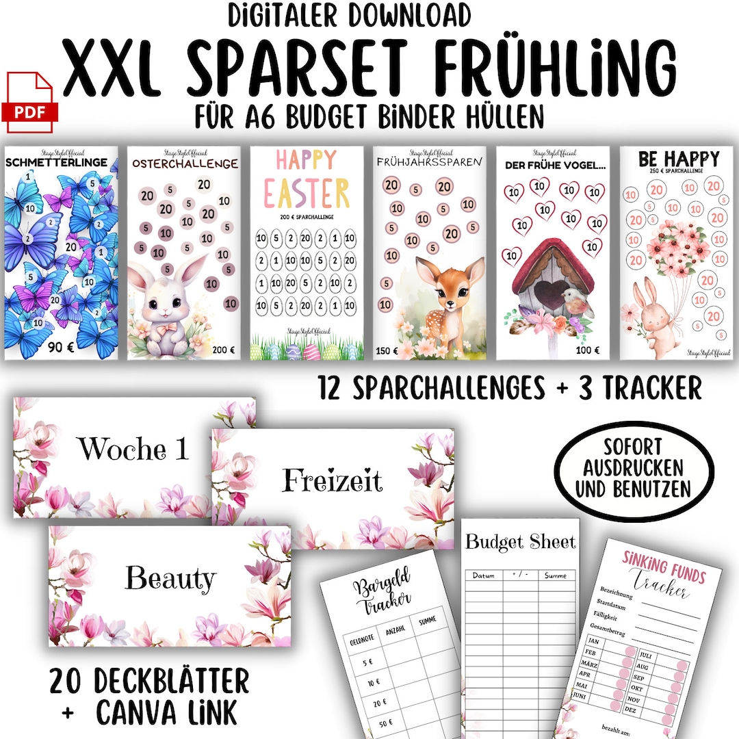 Xxl Set Spring Savings Game Tracker Cover Sheet Sinking Fund Savings ...