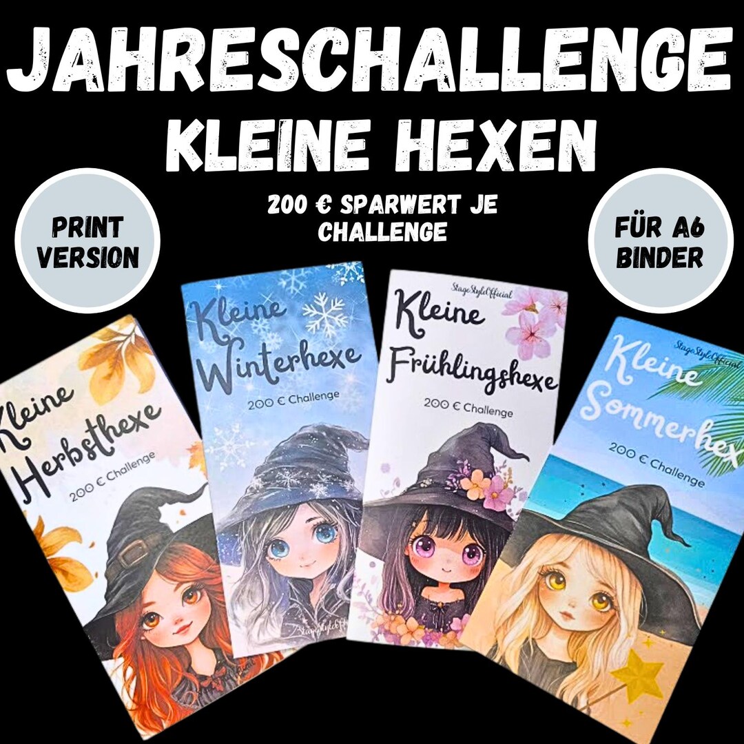 Witch Annual Challenge 3-fold Card Witch Scratch Challenge 12 Month ...