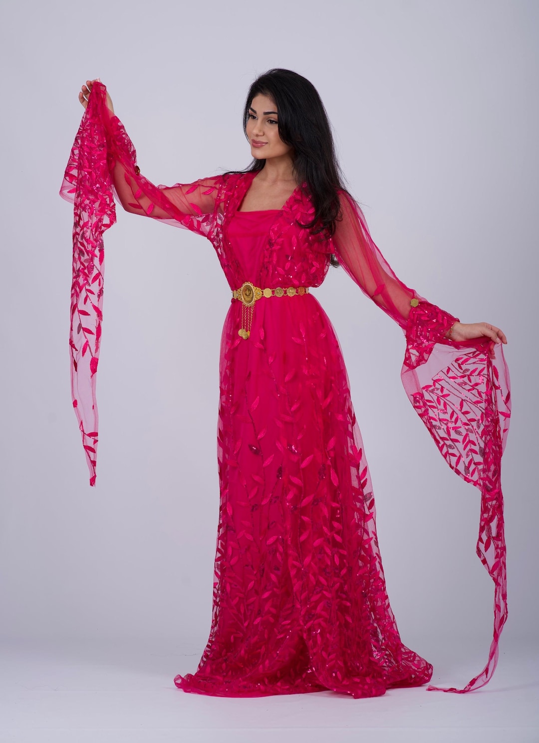 Hot Pink Magnet Badini-style Kurdish Dress – Vibrant and Elegant - Etsy