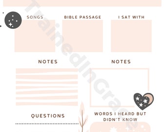 Sermon Notes Simple Neutral for Women Kids Teens Tweens | Etsy