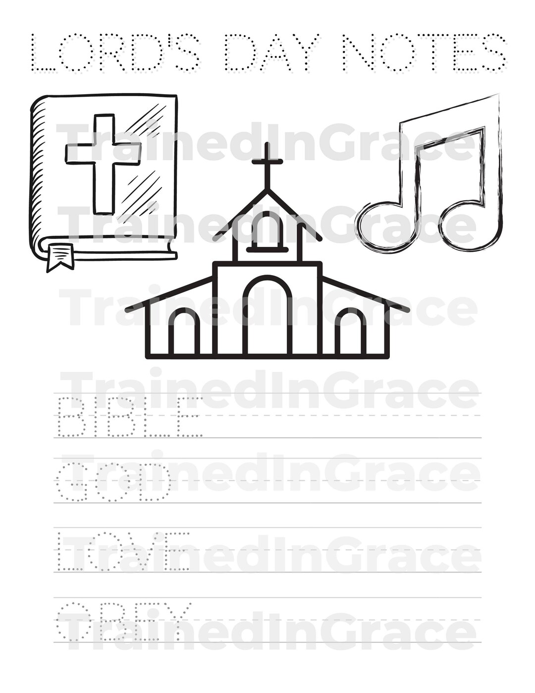Sermon Notes for Pre-writers, Pre-k, Kindergarten Children - Etsy