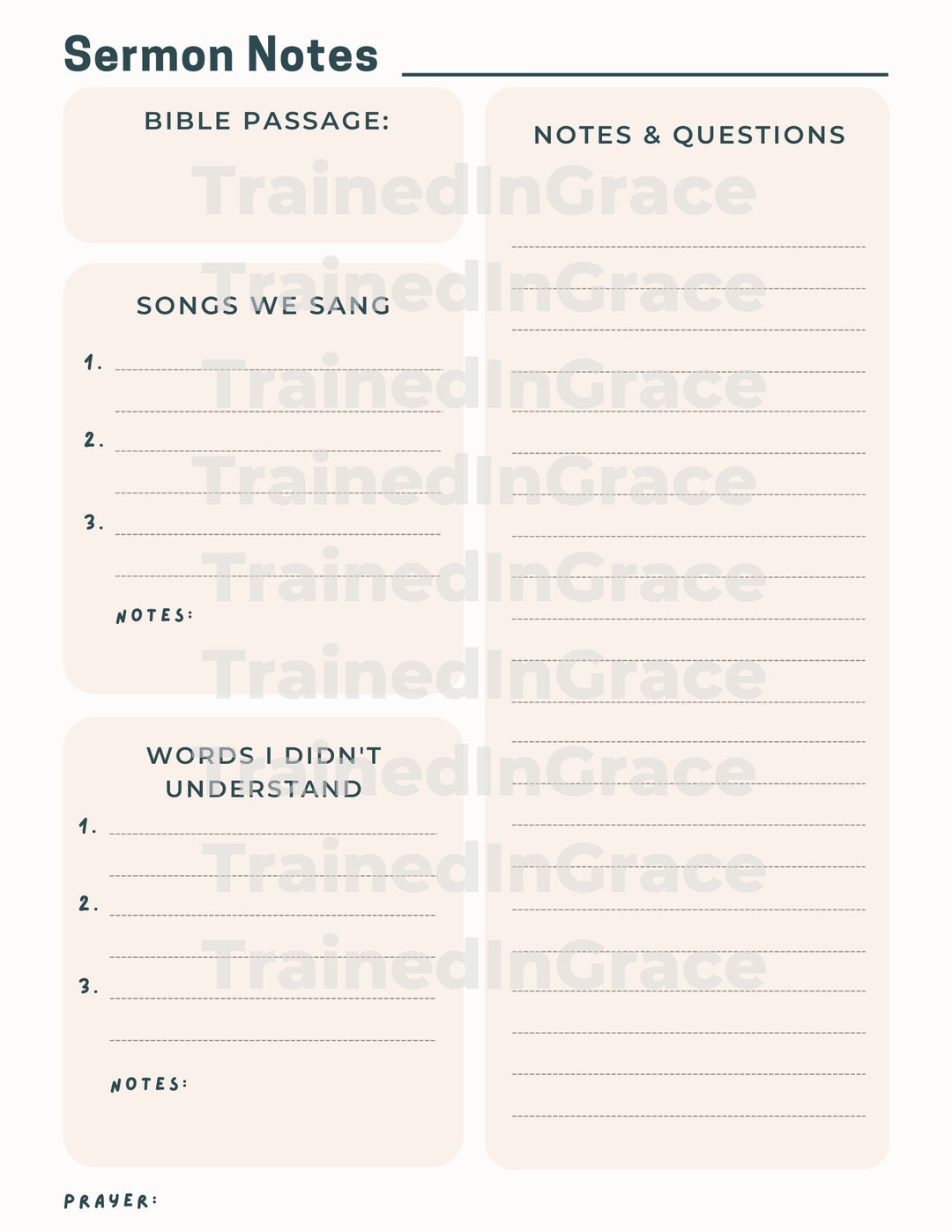 Sermon Notes | Simple, Neutral, for Women, Kids, Teens, Tweens - Etsy