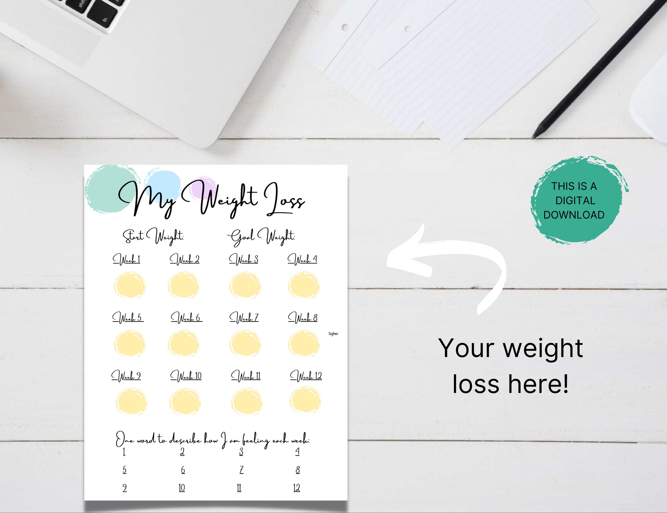 Weight Loss Progress Tracker Printable, Weight Loss Goal Tracker ...