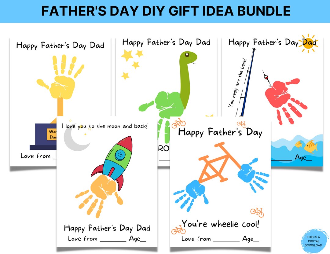 Father Day Handprint Art Bundle, Handprint Craft Gift for Dad, Toddler ...