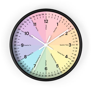 Simple Wall Clock - Telling Time Clock (black Hours and Minutes Numbers ...