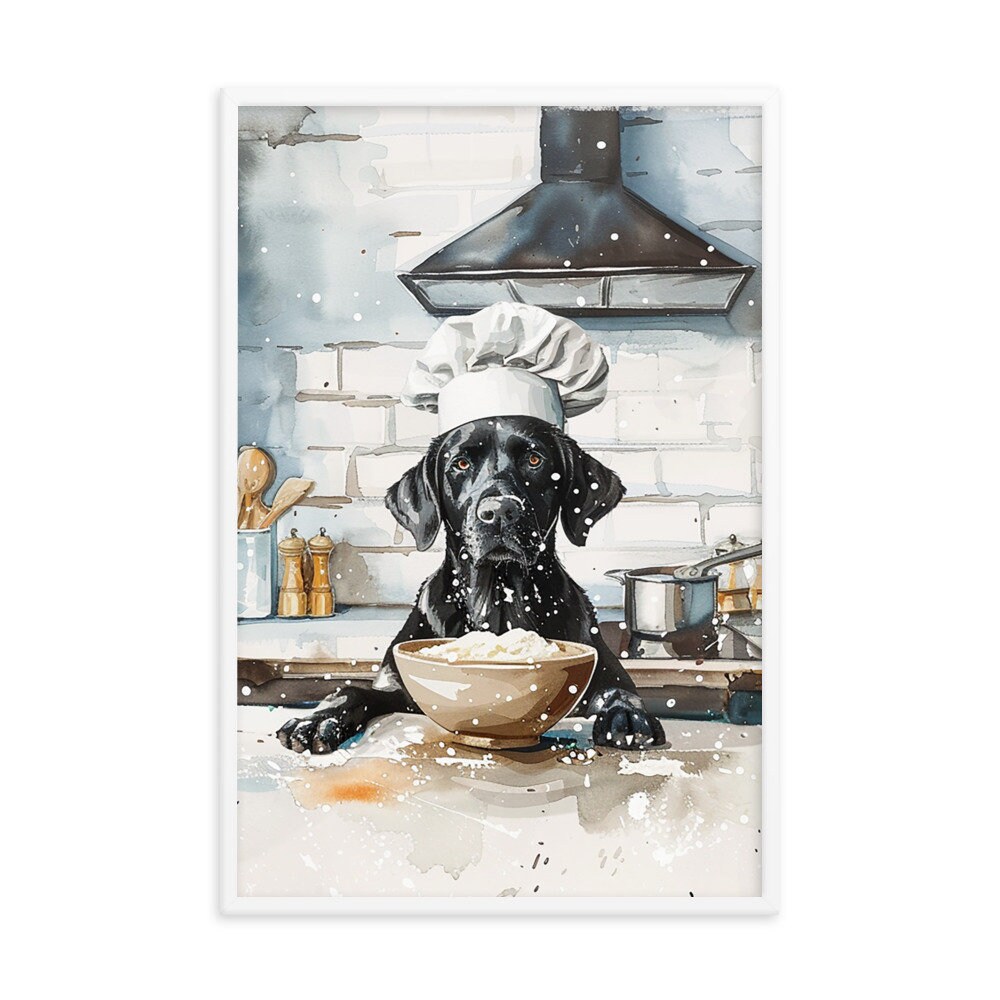 Black Labrador Chef Wall Art, Funny Dog Art, Labrador Lover's Gift ...