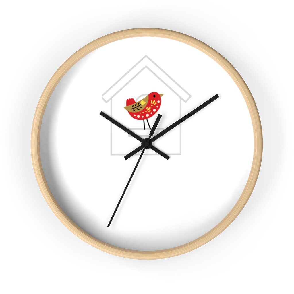 Simple Wall Clock Bird House Clock, Red Bird Wall Clock, Clock With ...