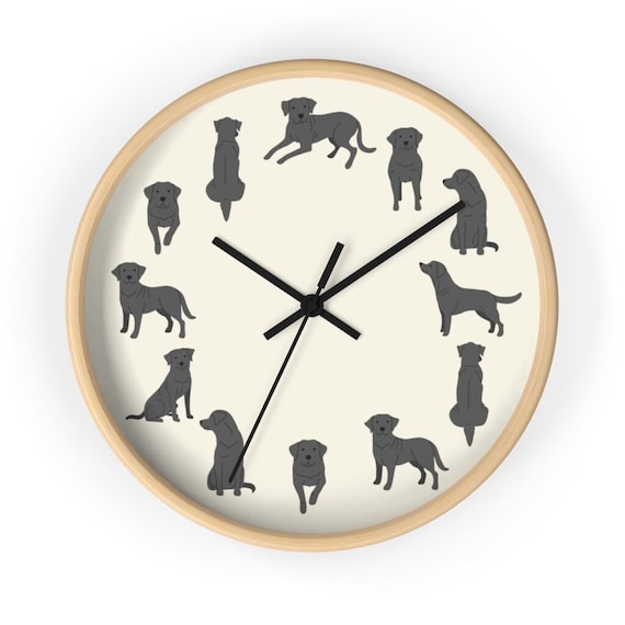 Dog Wall Clock Black Labrador Wall Clock Dog Illustration - Etsy