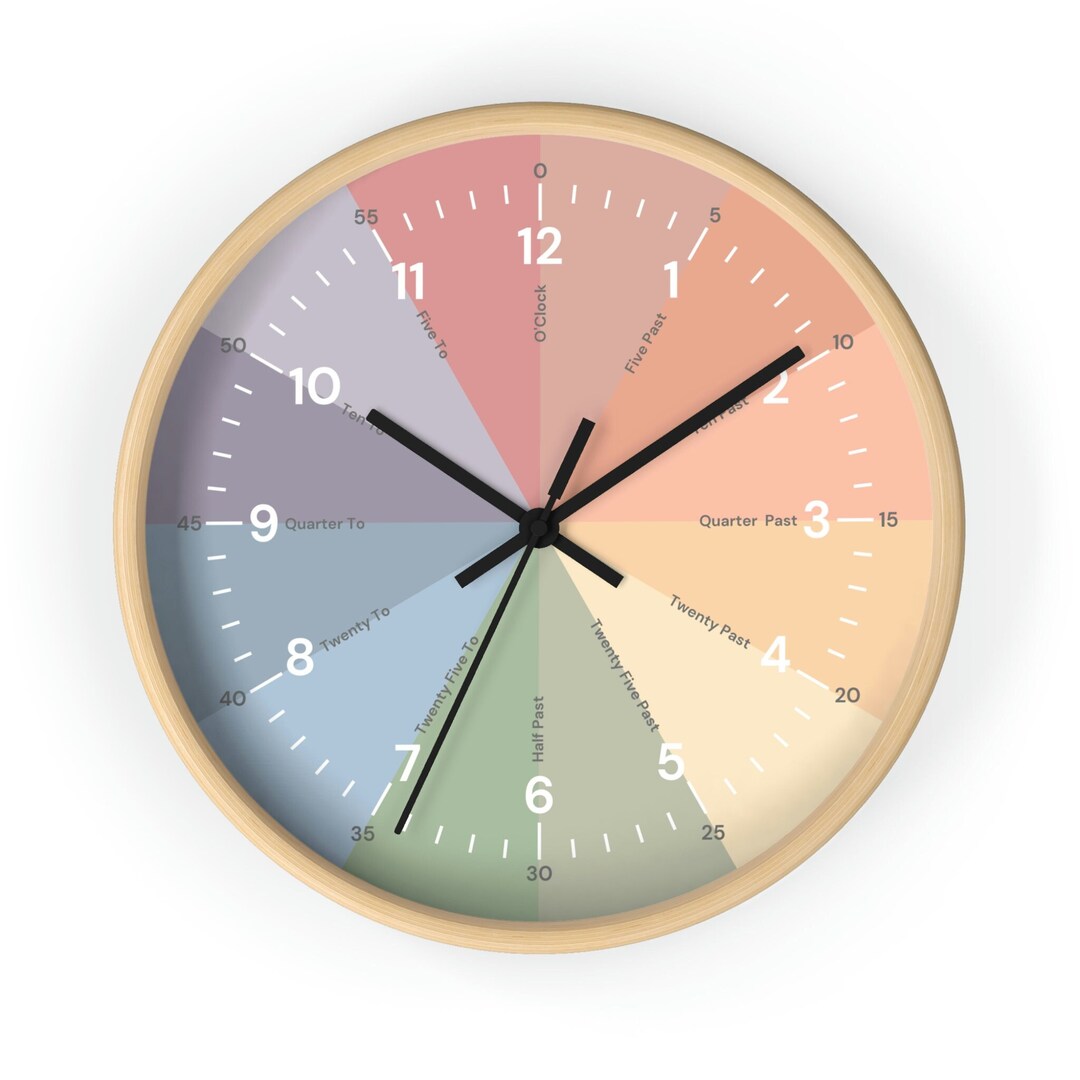 Simple Wall Clock - Telling Time Clock, Earth Tones, Pastel Colors ...