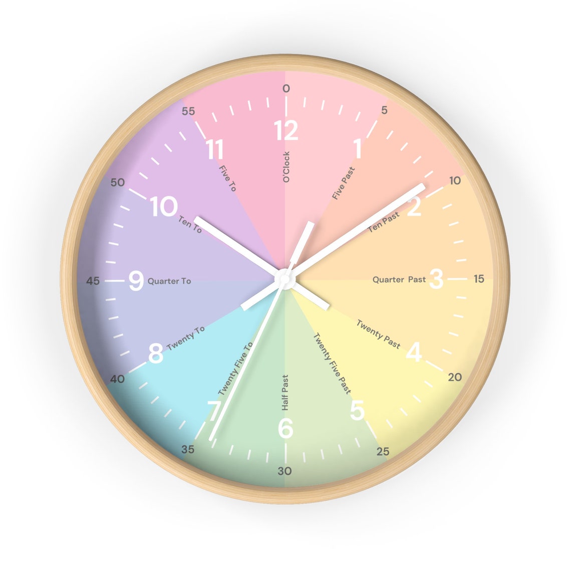 Simple Wall Clock - Telling Time Clock, Pastel Colors Clock, Color Wheel Clock, Time Clock ...