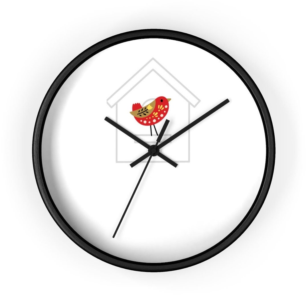 Simple Wall Clock - Bird House Clock, Red Bird Wall Clock, Clock With ...