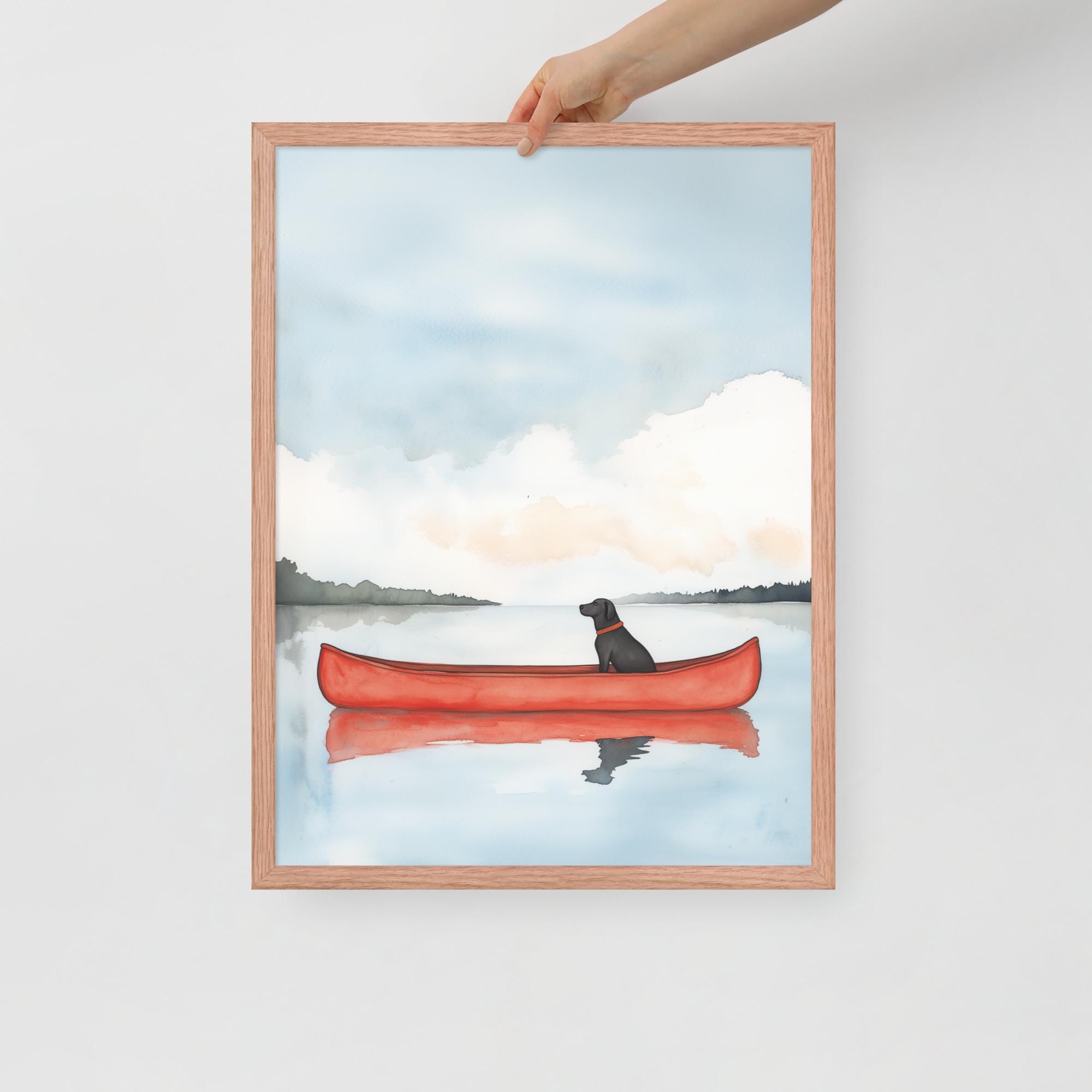 Digital: Black Lab Canoe Art Red Canoe Lake Wall Art Wall Decoration ...