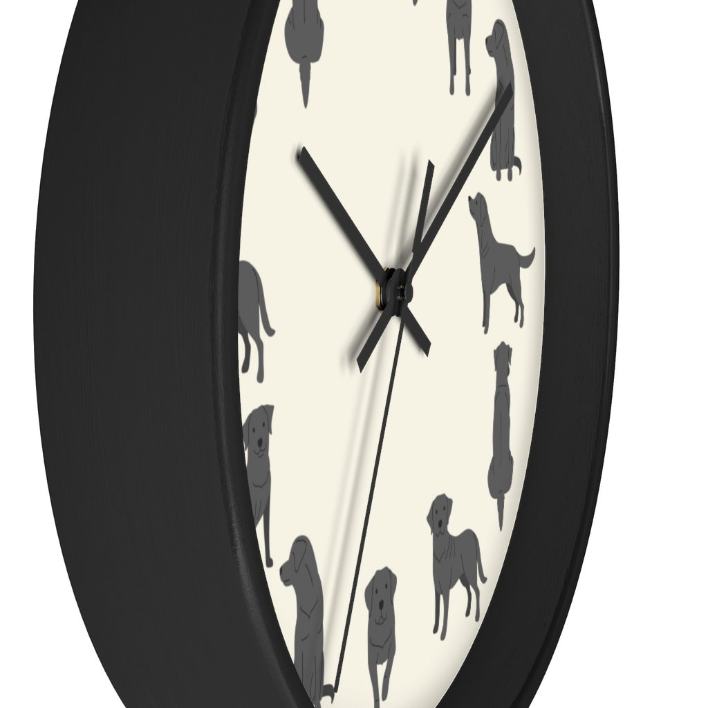 Dog Wall Clock, Black Labrador Wall Clock, Dog Illustration Wall Clock ...