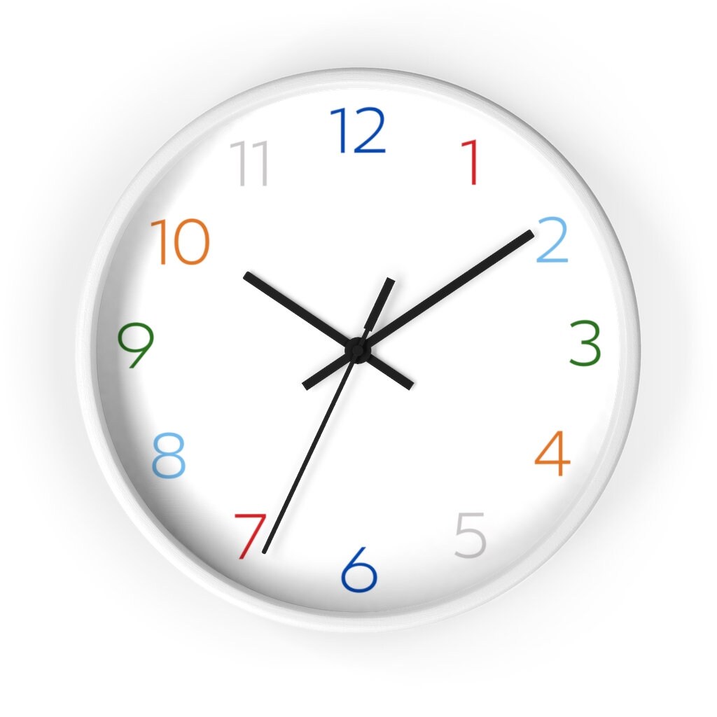 Simple Wall Clock - Colorful Numbers, Thin Numbers, Shadow Numbers ...