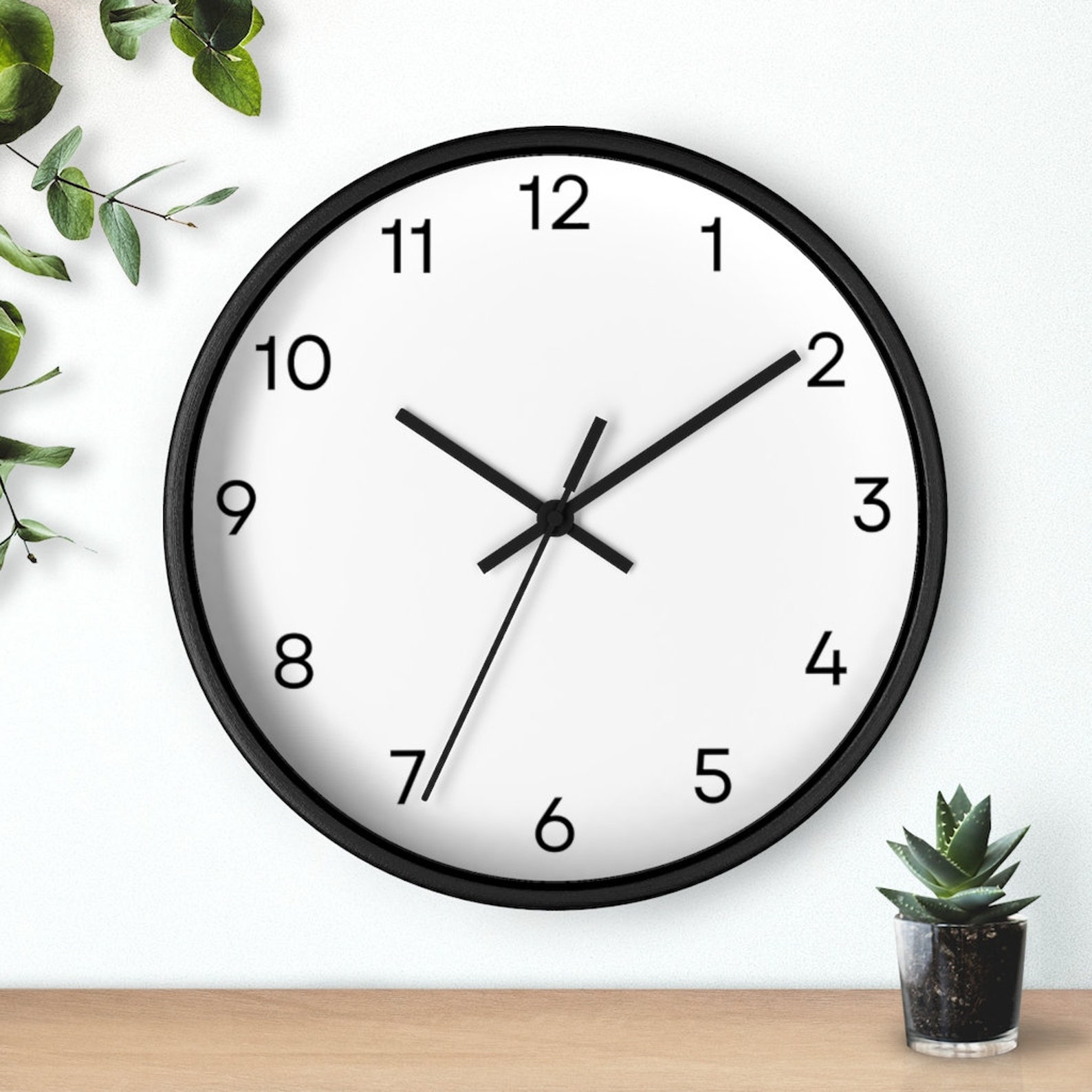 Simple Wall Clock White Clock, Clock With Numbers, Solid Color, Wall ...