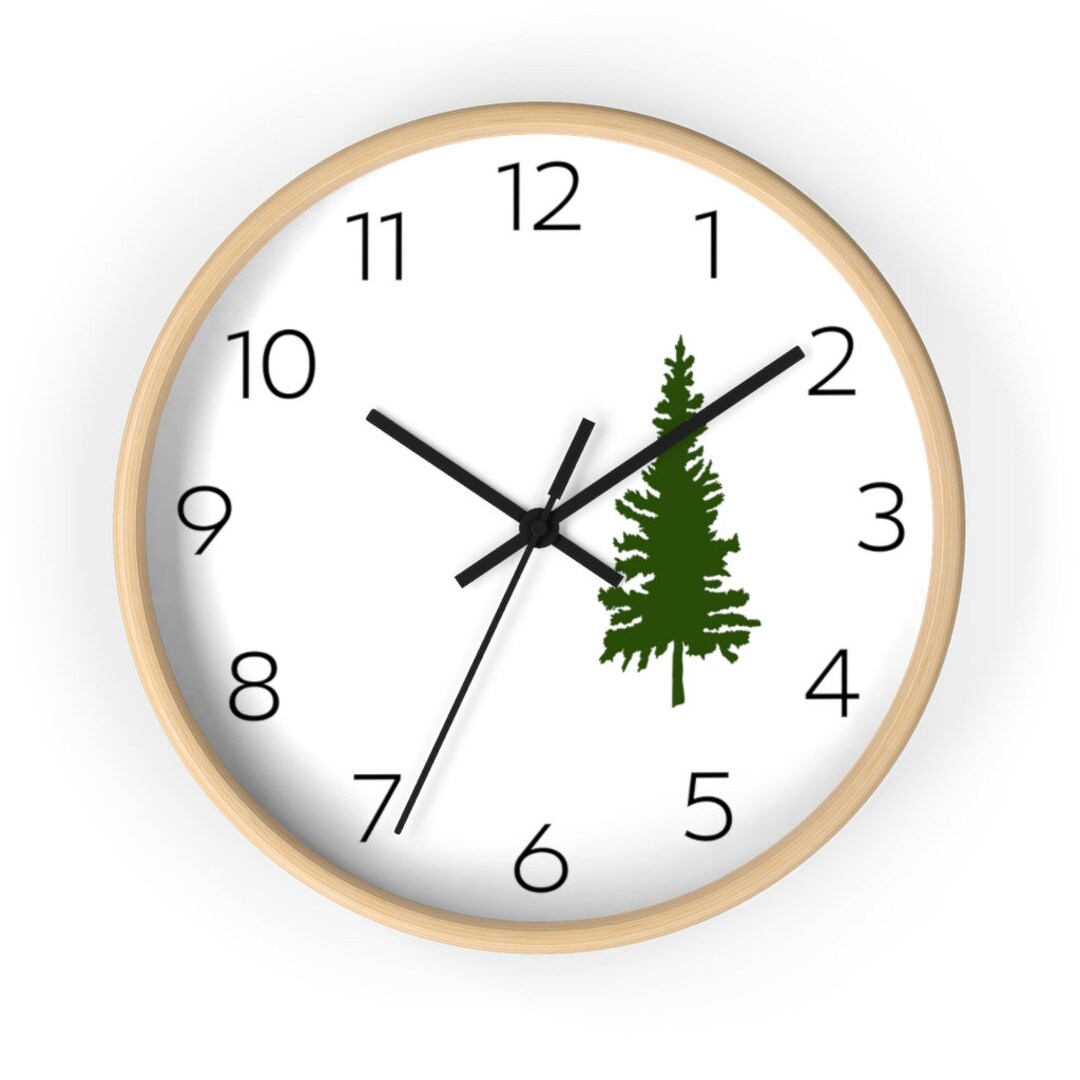 Simple Wall Clock - Pine Trees, Green, Clock With Numbers, Solid Color ...