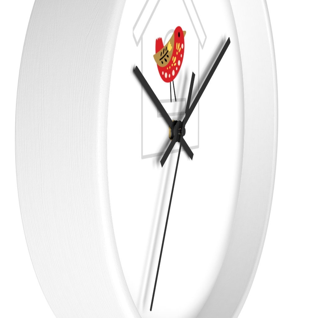 Simple Wall Clock Bird House Clock, Red Bird Wall Clock, Clock With ...