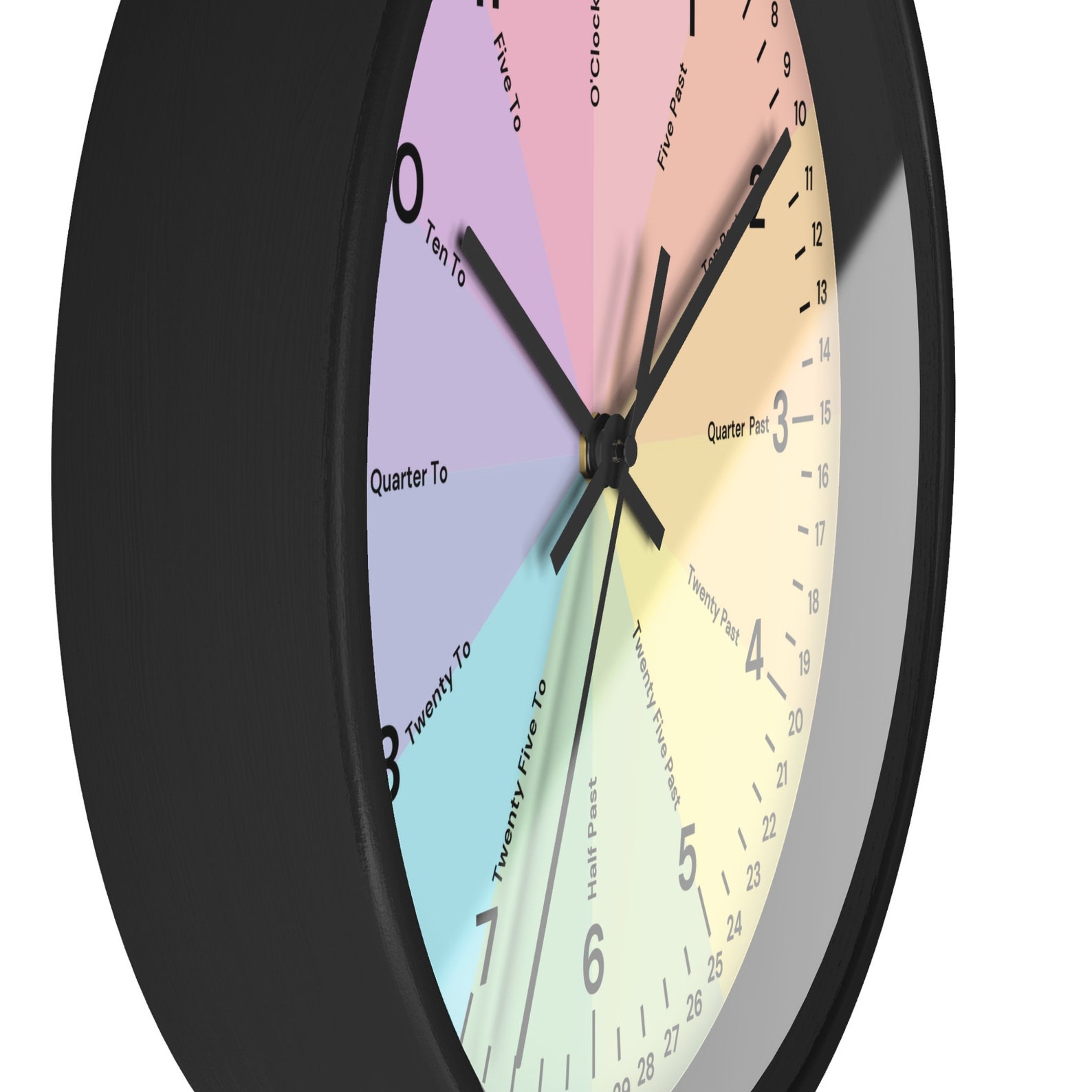 Simple Wall Clock - Telling Time Clock (black Hours and Minutes Numbers ...