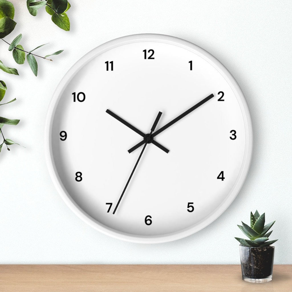 Simple Wall Clock - White Wall Clock, Clock With Numbers, Solid Color ...