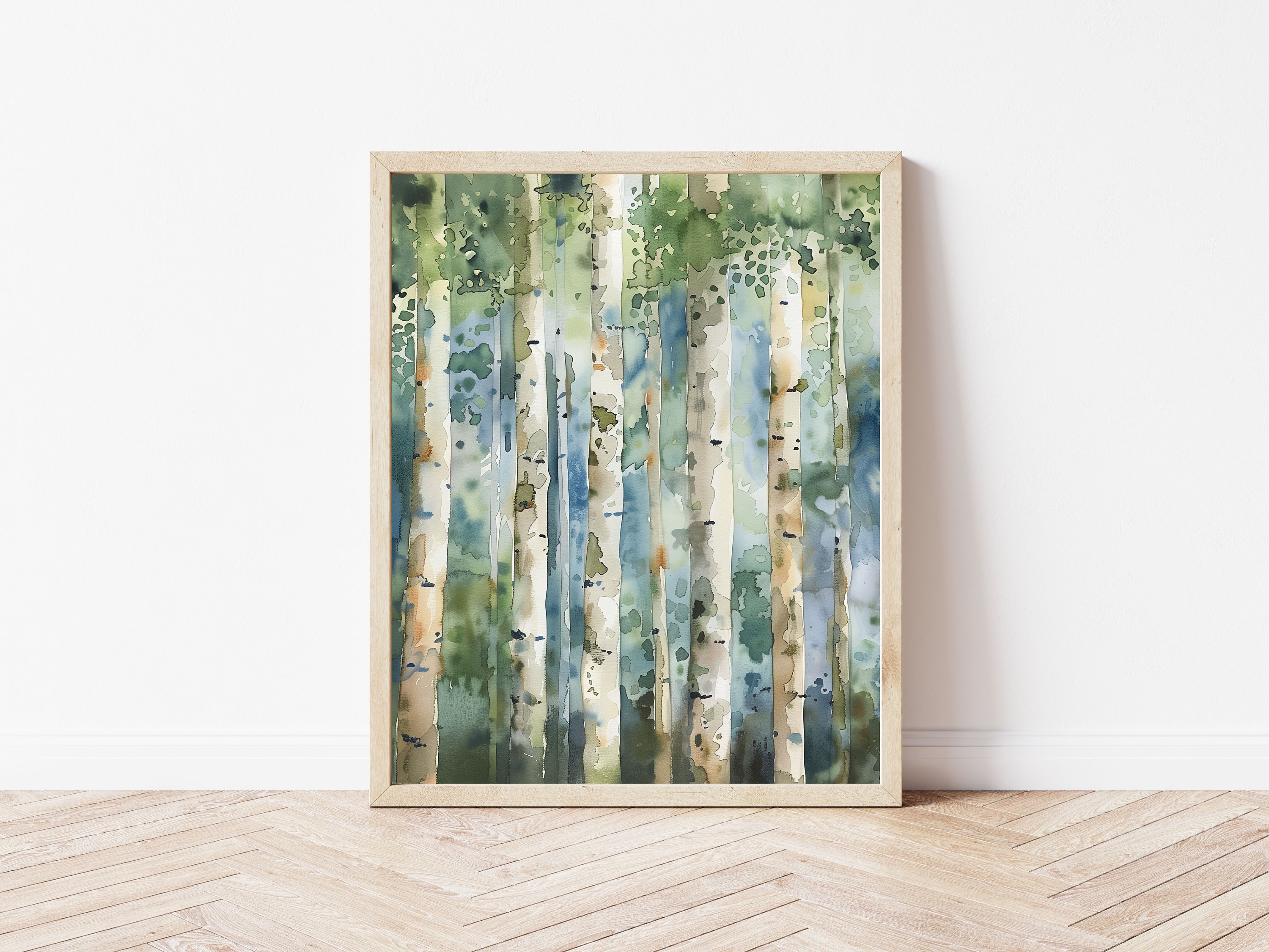 Watercolor White Birch Forest Wall Art, Forest Art, Nature Poster ...