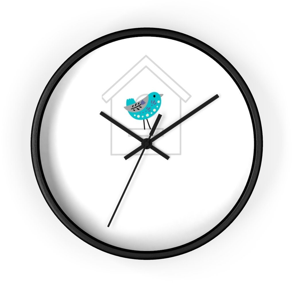 Simple Wall Clock Bird House Clock, Blue Bird Wall Clock, Clock With ...