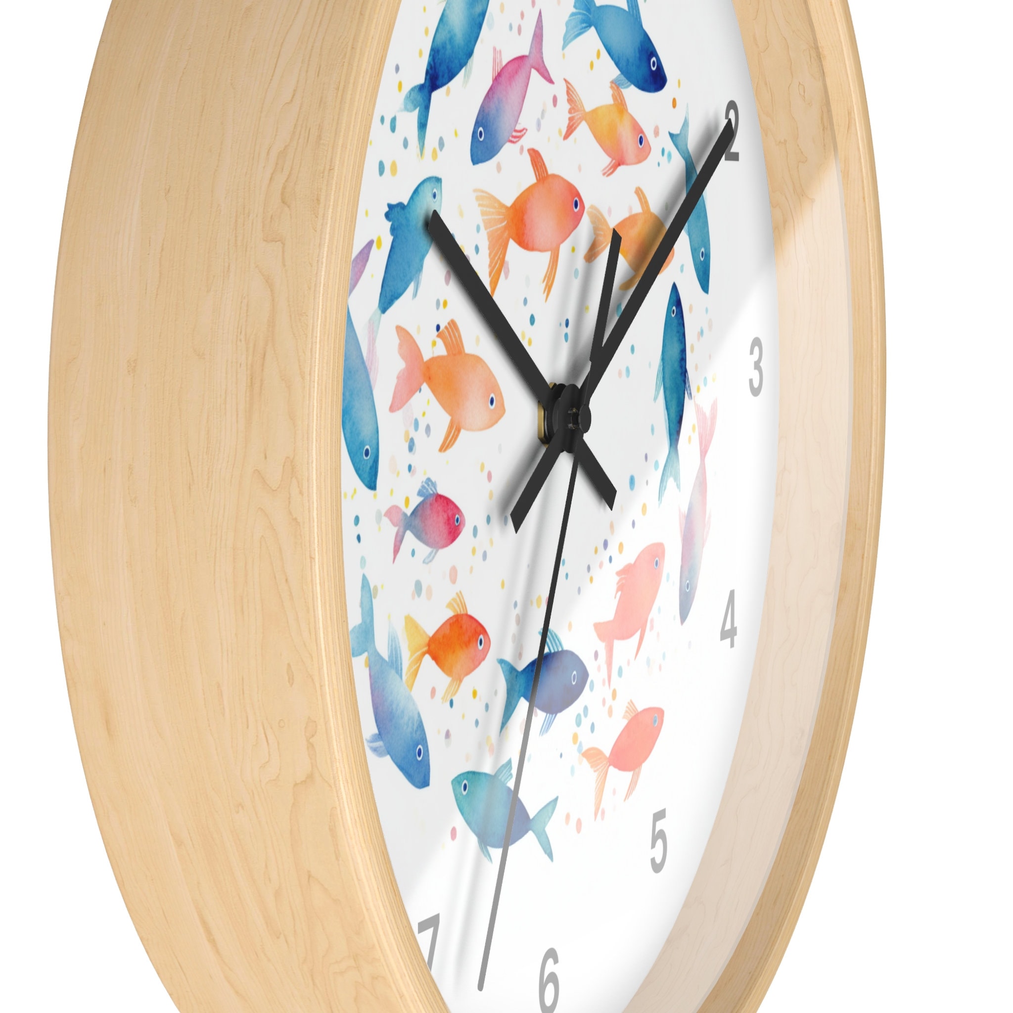Fish in the Sea Wall Clock, Watercolor Fish Wall Clock, Nursery Wall ...