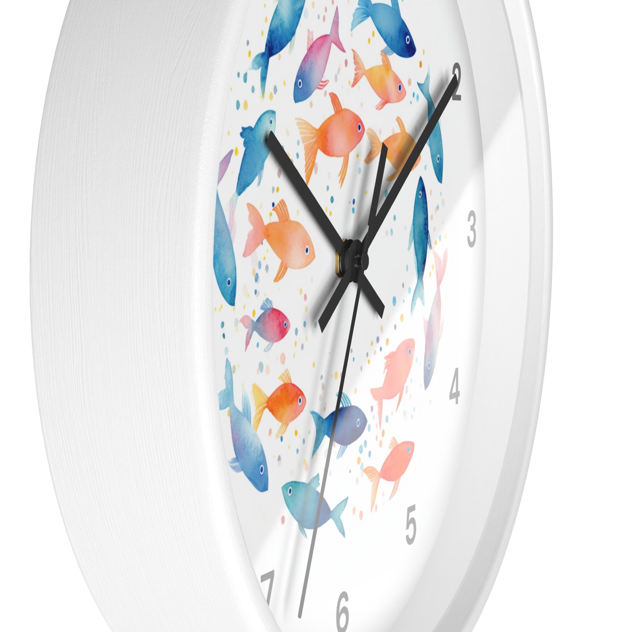 Fish in the Sea Wall Clock, Watercolor Fish Wall Clock, Nursery Wall ...