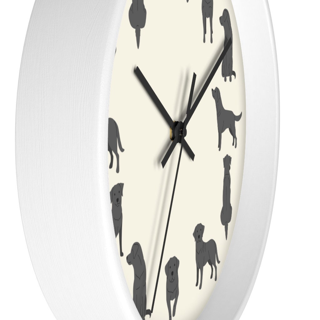 Dog Wall Clock, Black Labrador Wall Clock, Dog Illustration Wall Clock ...
