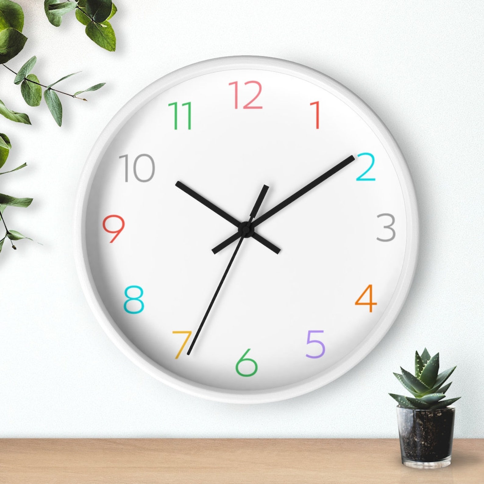 Simple Wall Clock Colorful Numbers 2 Design Clock Unique - Etsy