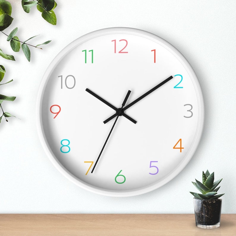 Simple Wall Clock - Colorful Numbers 2, Design Clock, Unique Clock ...