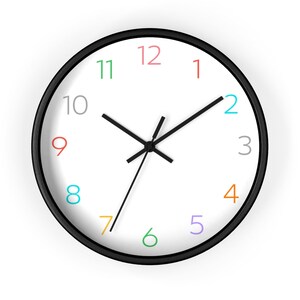 Simple Wall Clock - Colorful Numbers 2, Design Clock, Unique Clock ...