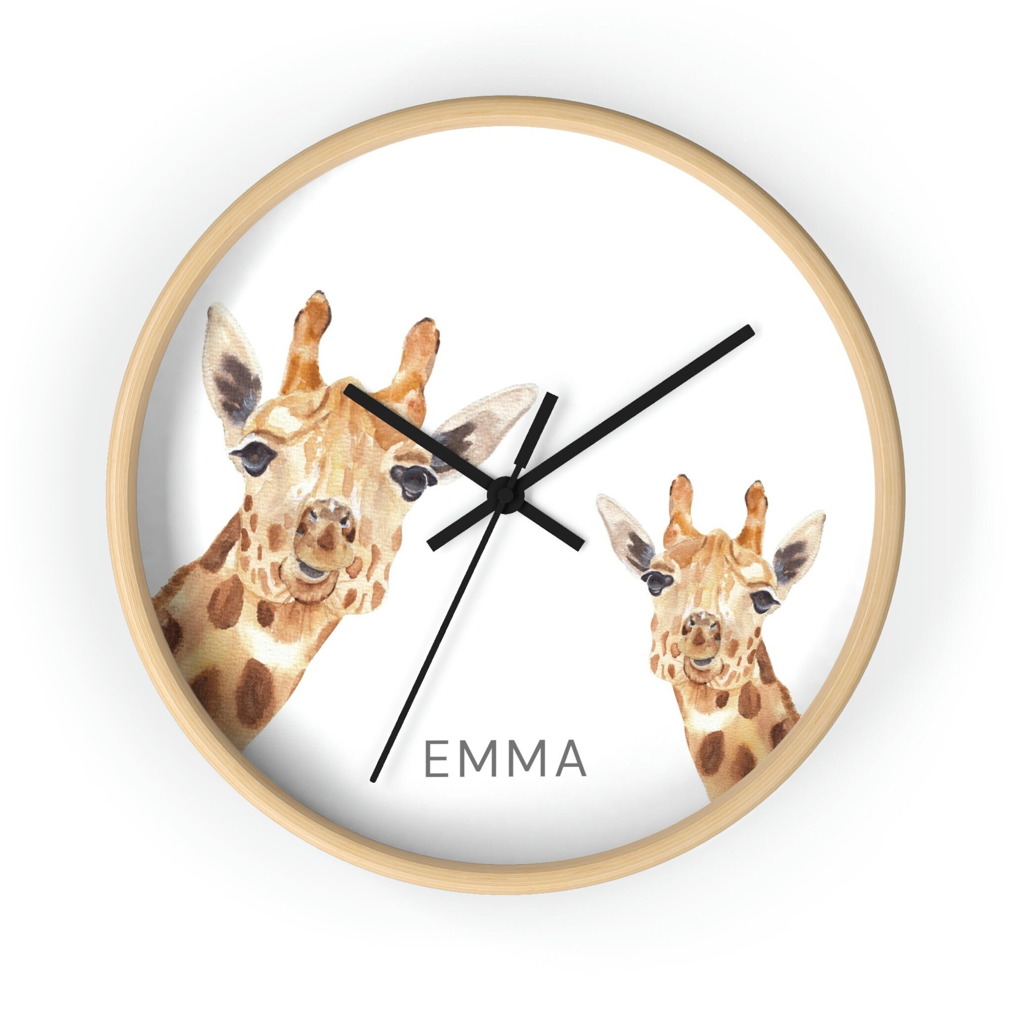 Mom & Baby Giraffe Wall Clock Watercolor Animal Wall Clock - Etsy