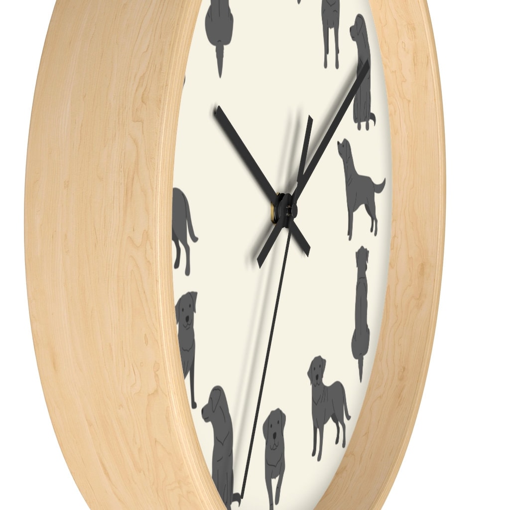 Dog Wall Clock, Black Labrador Wall Clock, Dog Illustration Wall Clock ...