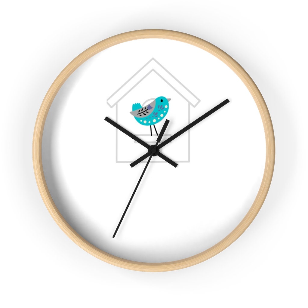 Simple Wall Clock Bird House Clock, Blue Bird Wall Clock, Clock With ...