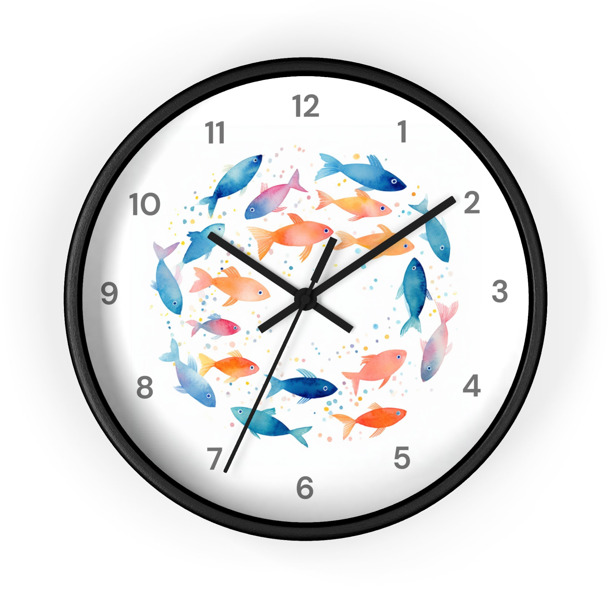 Fish in the Sea Wall Clock, Watercolor Fish Wall Clock, Nursery Wall ...