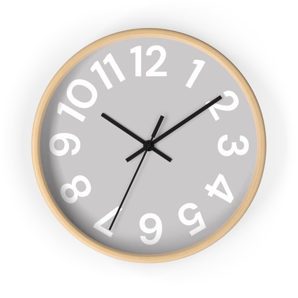 Light Gray Simple Wall Clock, Large Clock Numbers, Clock With Numbers ...