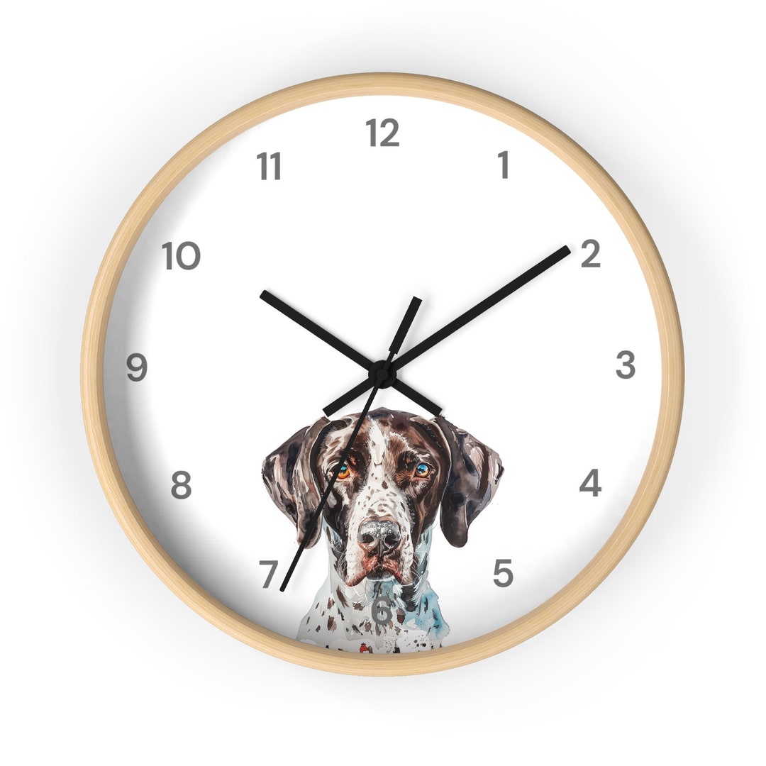 Watercolor German Shorthair Pointer Dog Wall Clock With Numbers, German ...