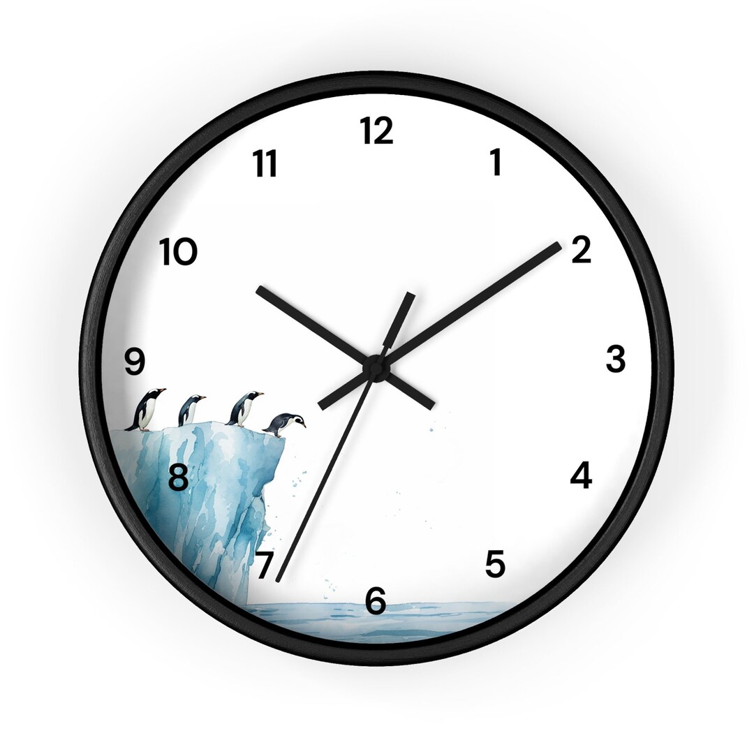 The First Penguin Wall Clock, Watercolor Penguin Wall Clock, Nursery ...