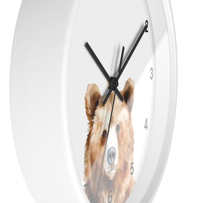 Watercolor Bear Wall Clock With Numbers, Woodland Animals Clock ...