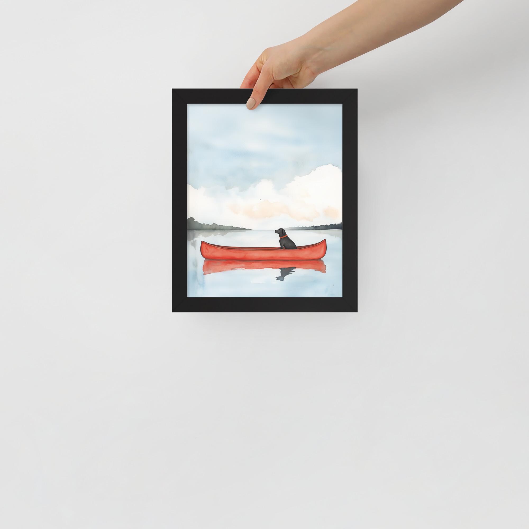 Digital: Black Lab Canoe Art Red Canoe Lake Wall Art Wall Decoration ...