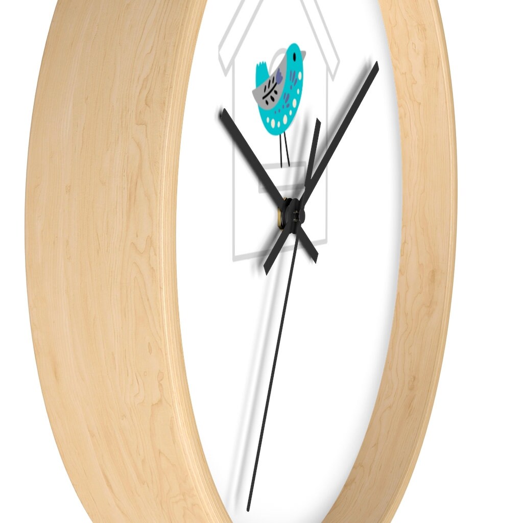 Simple Wall Clock Bird House Clock, Blue Bird Wall Clock, Clock With ...